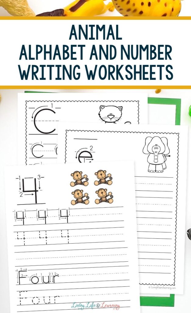 Animal Alphabet and Number Writing Worksheets