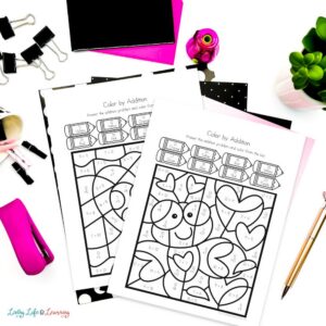 Valentine's Day Color by Addition Worksheets