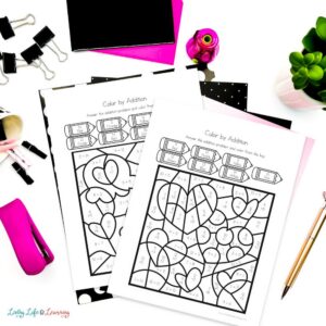 Valentine's Day Color by Addition Worksheets