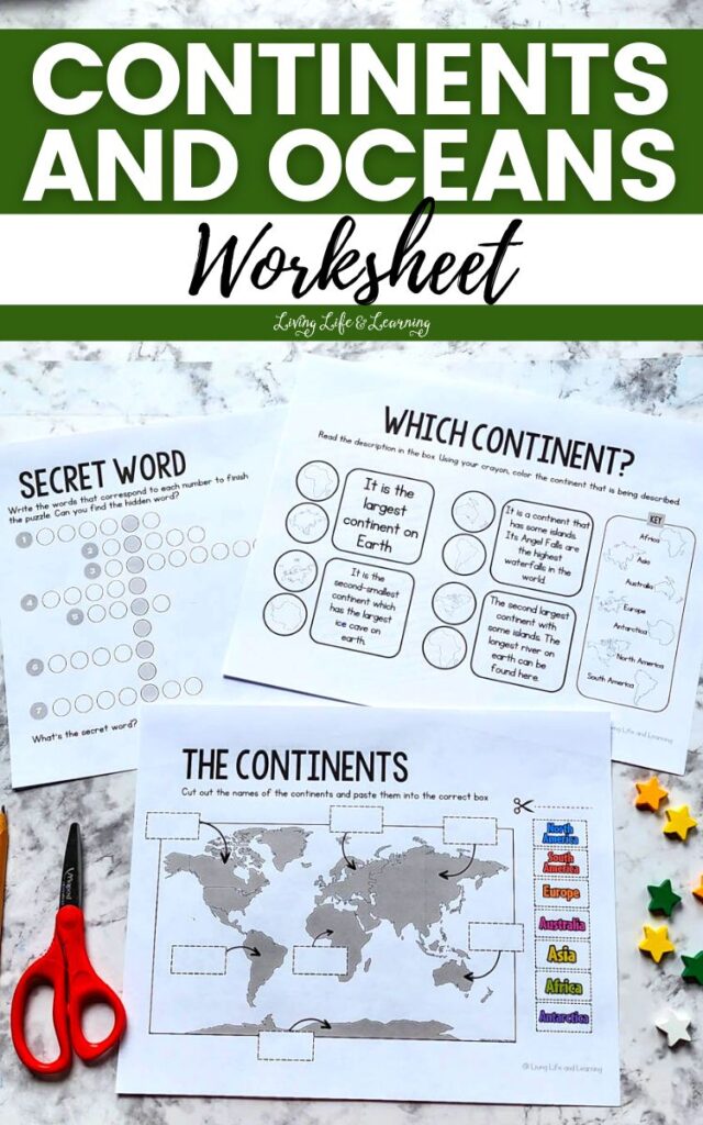 Continents and Oceans Worksheet