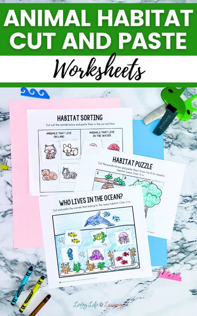 Animal Habitat Cut and Paste Worksheets