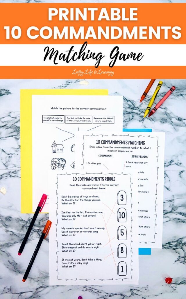 Printable 10 Commandments Matching Game